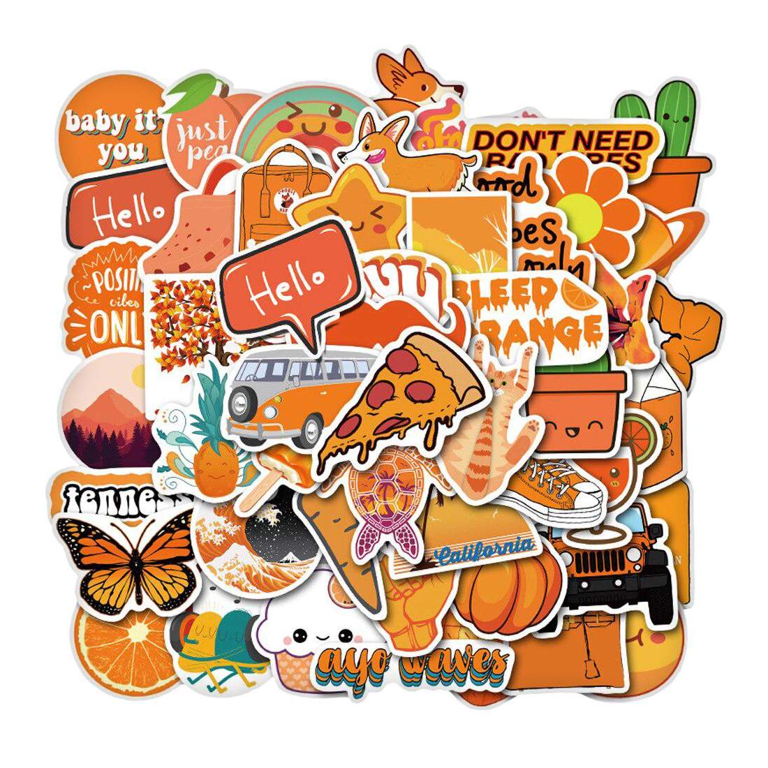 50x Klistermærker og Dekaler - VSCO Orange