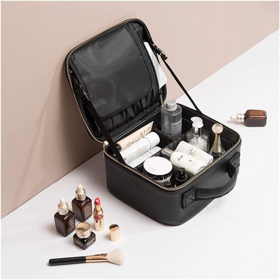 Professional Makeup Bag - Black with Gold Details
