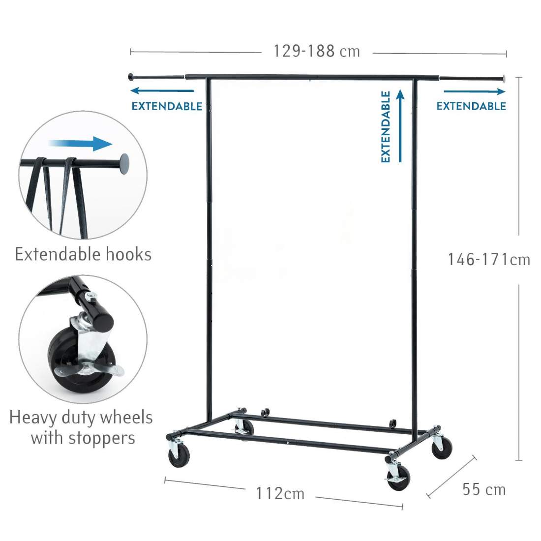 Tatkraft, Derek - Clothes Rail with Wheels