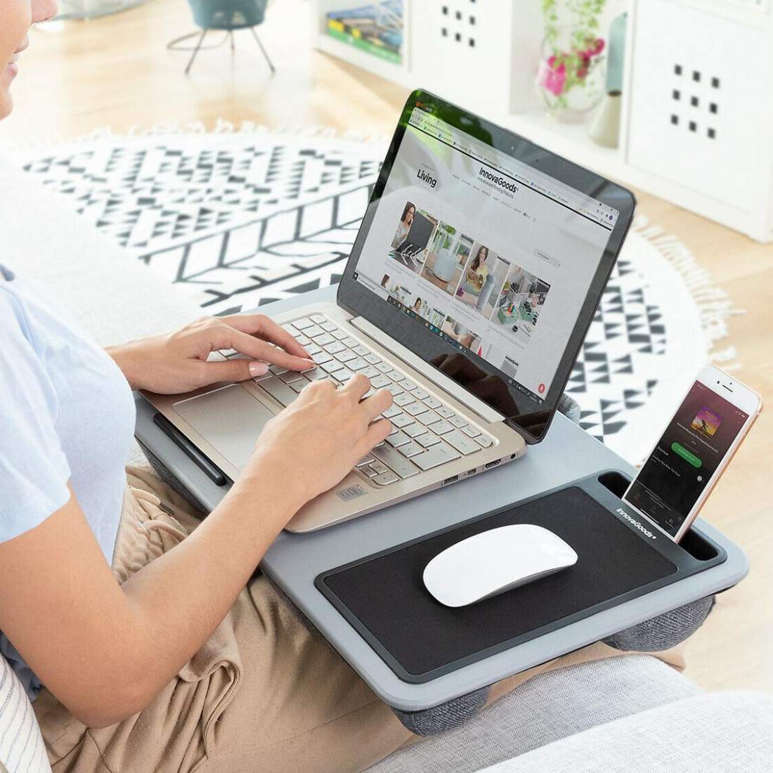 Laptop table with Cushion and Built-in Mouse Pad