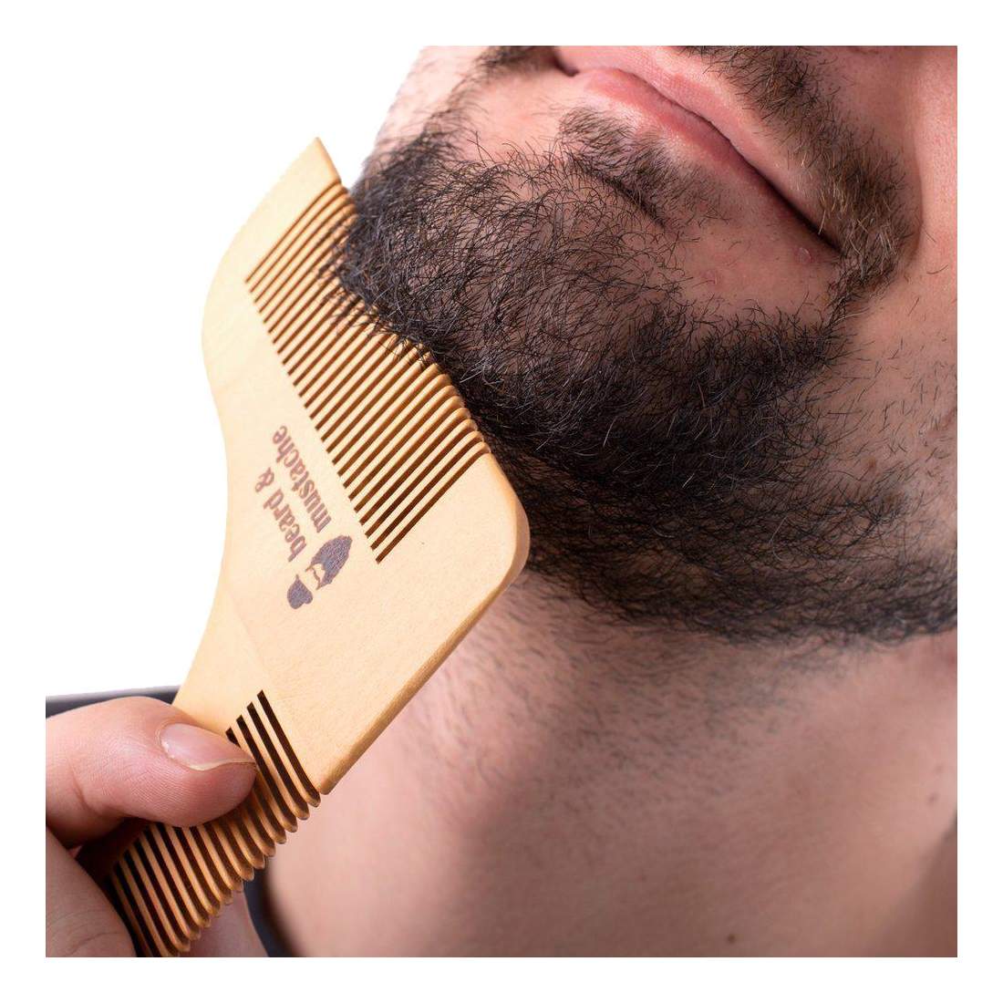 2x skæg og overskæg kamme i træ
