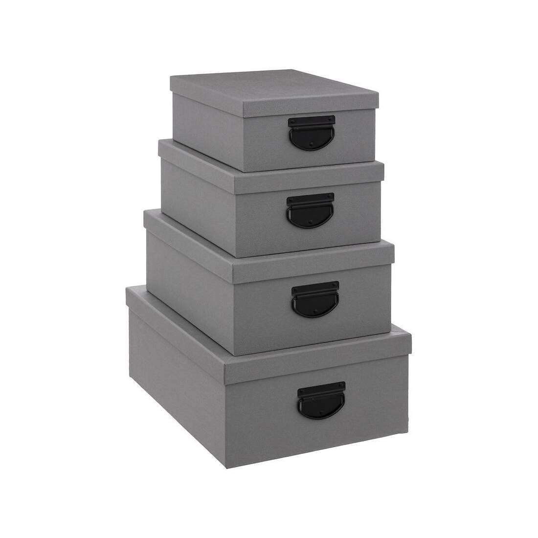 4x Storage Boxes, Different Sizes - Grey