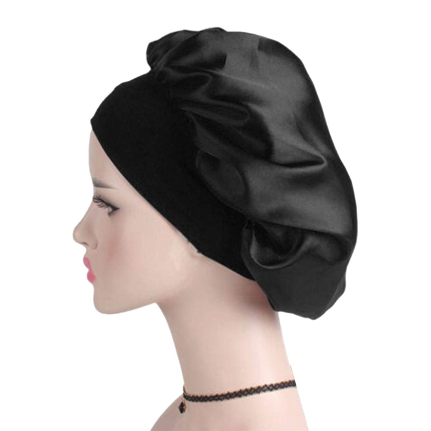 Sleeping cap, Satin fabric - Black