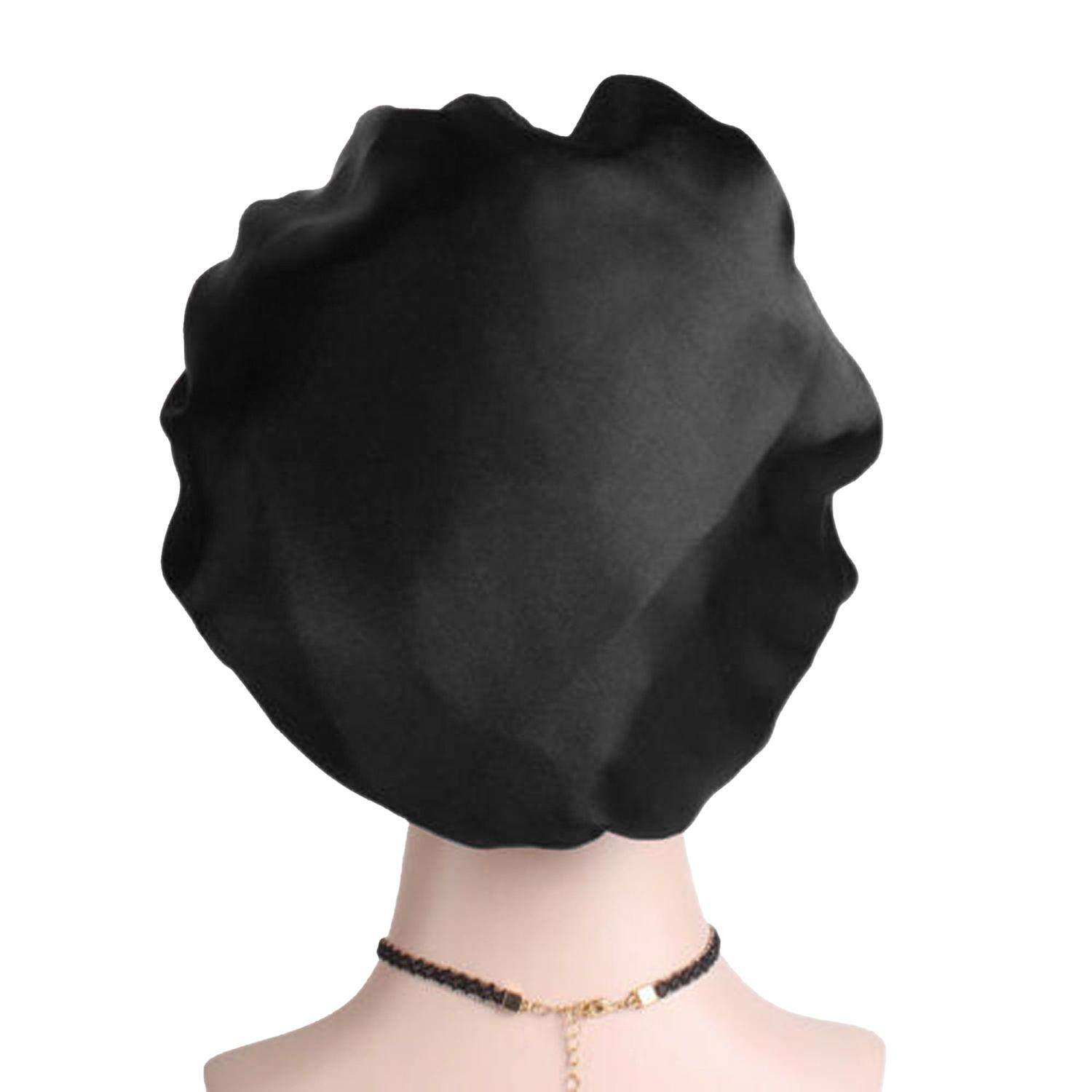 Sleeping cap, Satin fabric - Black
