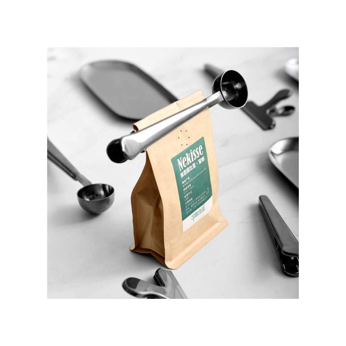 Coffee measure with closing clip - Black