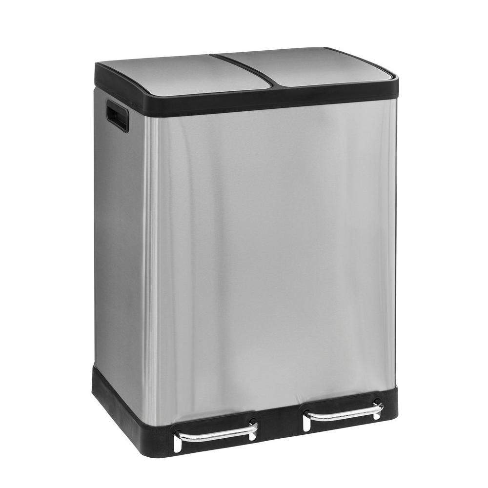 Sorting bin with 2 compartments - Stainless steel