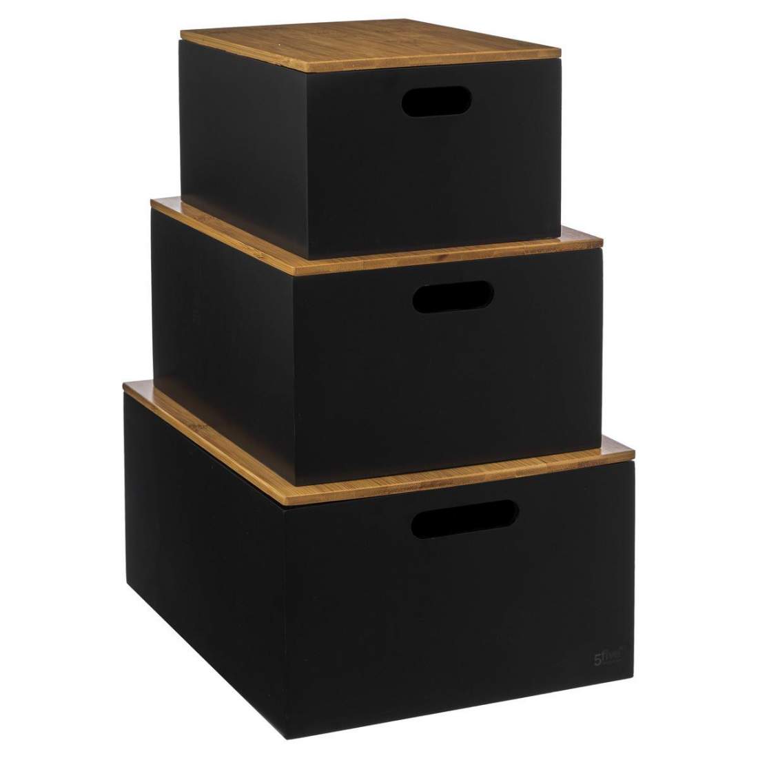Storage boxes with bamboo lids - Set of 3 | eStore