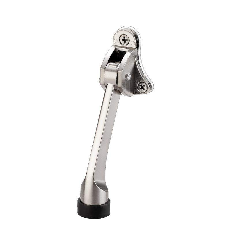 Door Stop with Foot Operated Lever - Brushed Steel