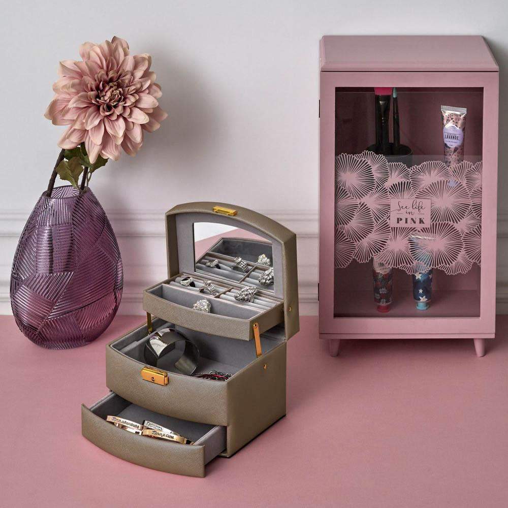 Jewelry Box with 3 Levels - Grey