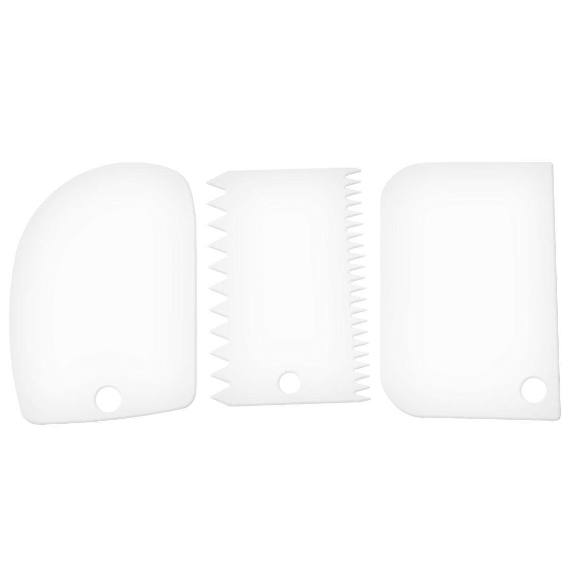 3x Dough Scrapers in Plastic - White