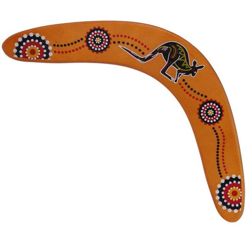 Boomerang with Australian Design - Brown