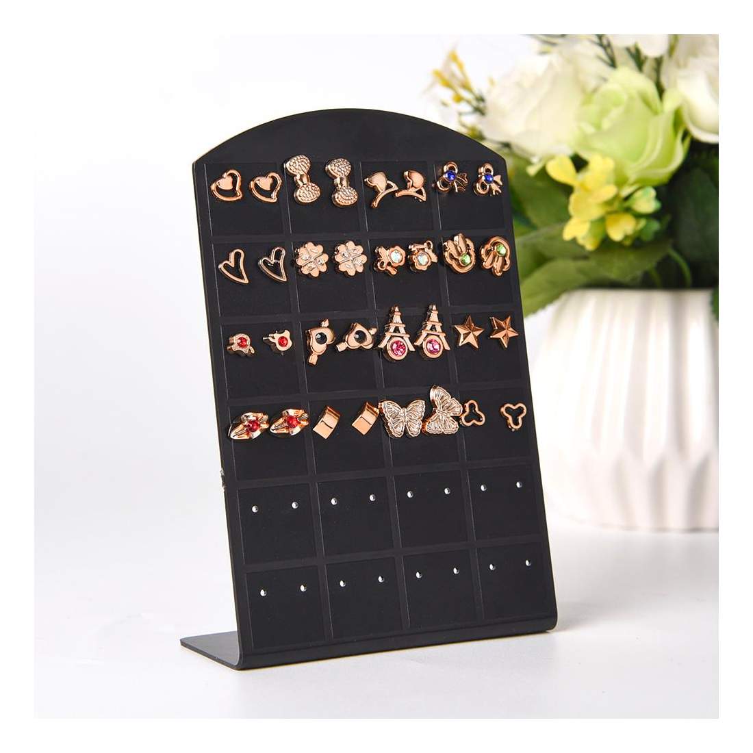 Display til øreringe - Smykkestativ - Sort