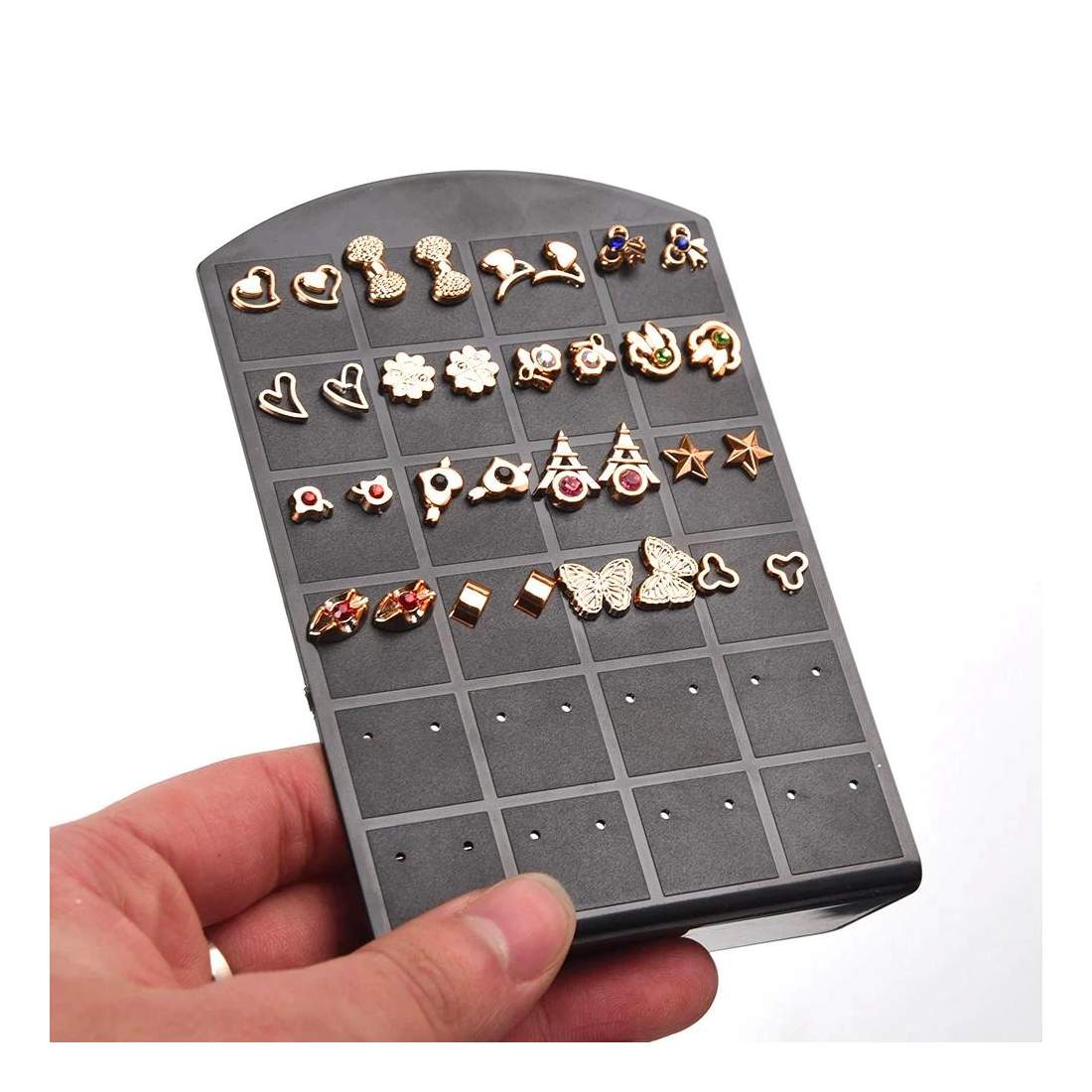 Display til øreringe - Smykkestativ - Sort