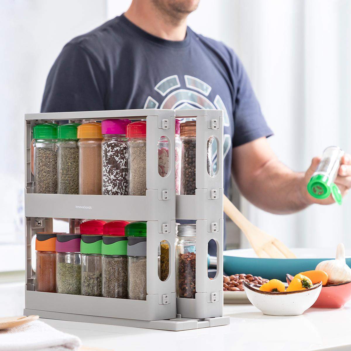 Sliding and Pivoting Spice Rack - Grey | eStore