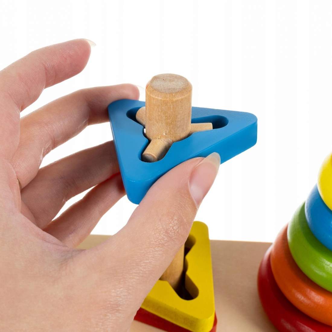 Stacking toy with different shapes in wood