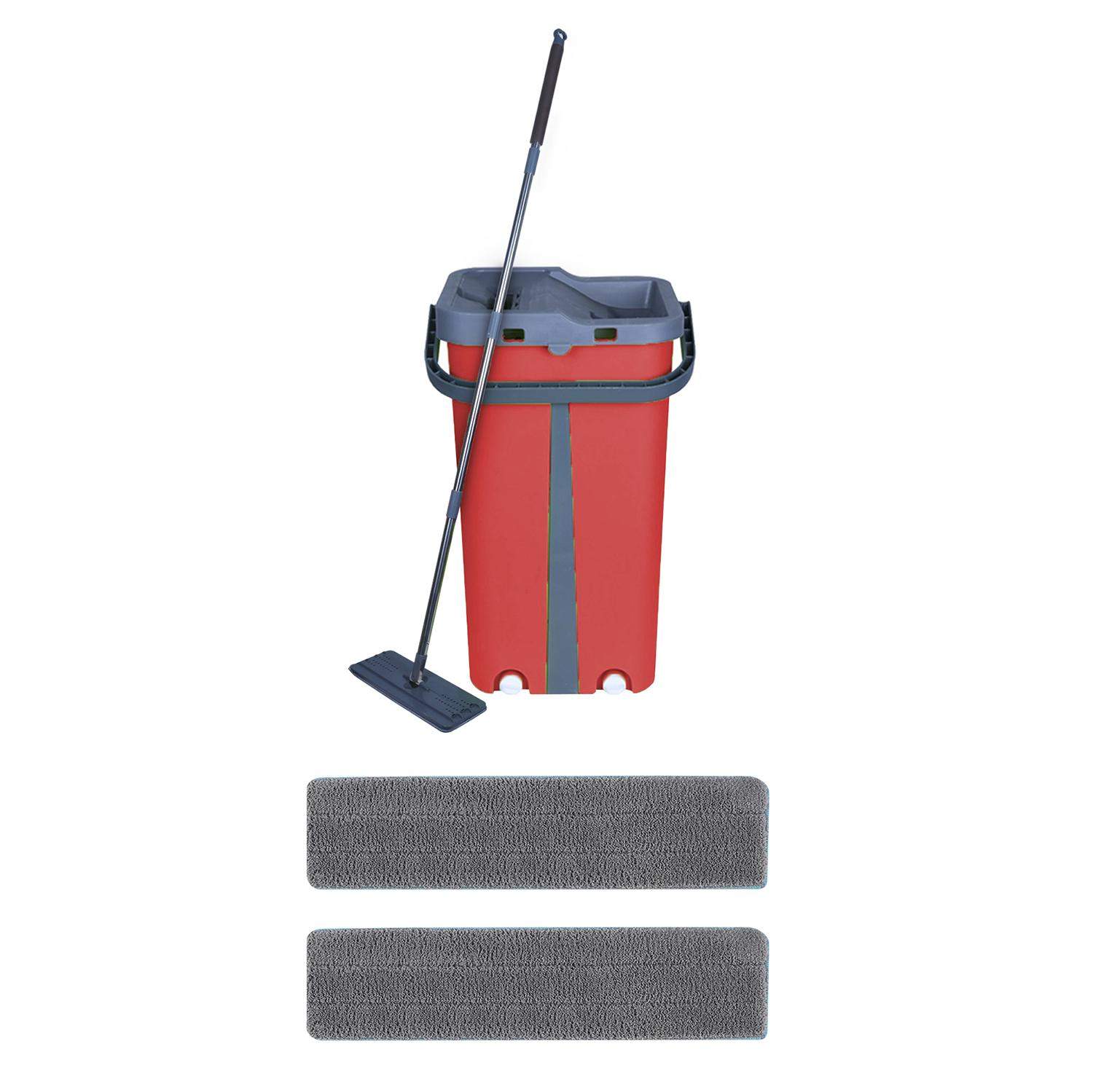 Fladmoppe med spand - Rød | eStore